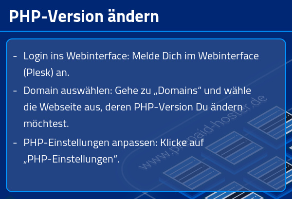 Wie ändere ich die PHP Version? - Prepaid-Hoster FAQ