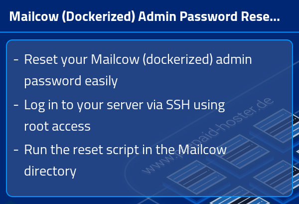 Mailcow Admin Password Reset - Prepaid-Hoster FAQ